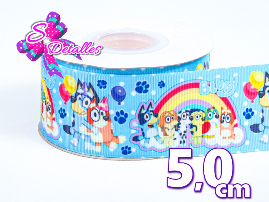 LBP06106 - Listón Estampado de 5,0 cm - Bluey (por metro) – SDetalles