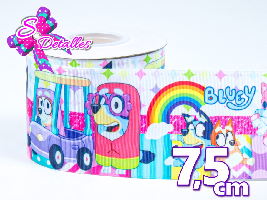 LBP07289 - Listón Estampado de 7,5 cm - Bluey (por metro) – SDetalles