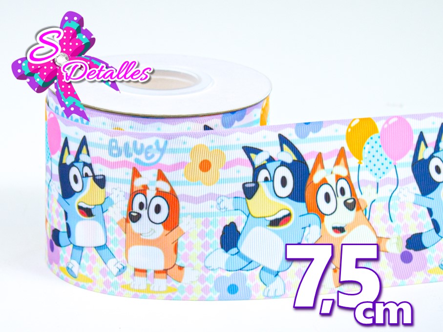 LBP07278 - Listón Estampado de 7,5 cm - Bluey (por metro) – SDetalles