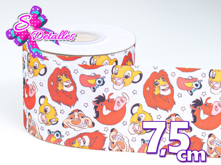 LBP07268 - Listón Impreso de 7,5 cm - Rey Leon (por metro) – SDetalles