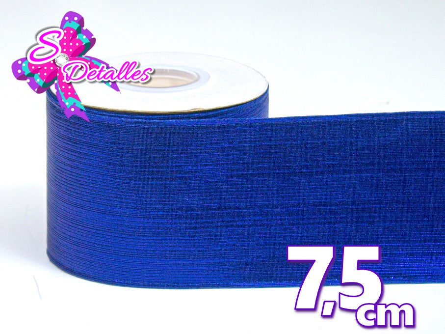 LBM07002 - Listón Metalico de 7,5 cm - Azul Rey (por metro) – SDetalles