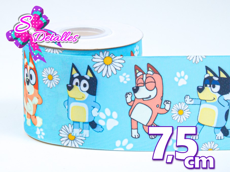 LBP07454 - Listón Estampado de 7,5 cm - Bluey (por metro) – SDetalles