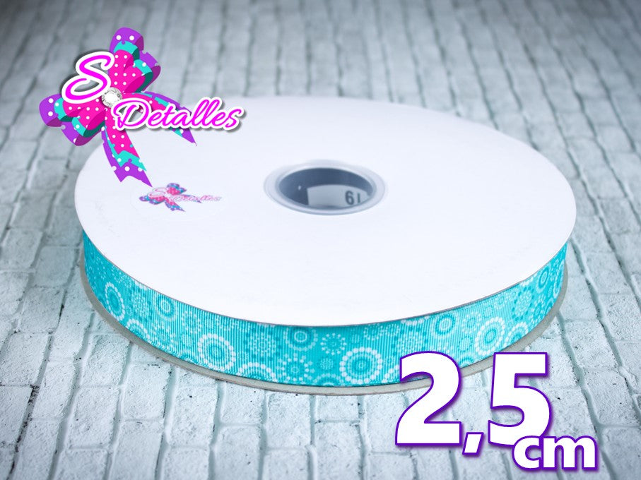 LBP04065 - Listón Impreso de 2,5 cm - Circulos (por Metro) – SDetalles