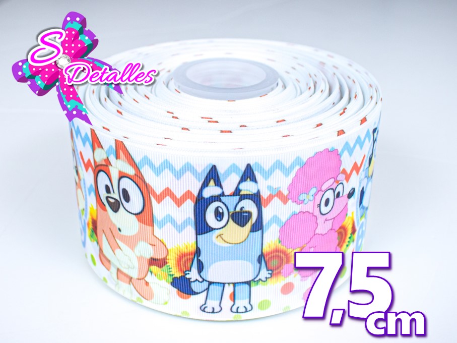 LBP07333 - Listón Impreso de 7,5 cm - Bluey (por metro) – SDetalles