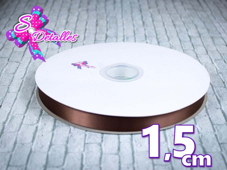 LSU02191 - Liston Satinado de 1,5 cm - Cafe (por Metro) – SDetalles