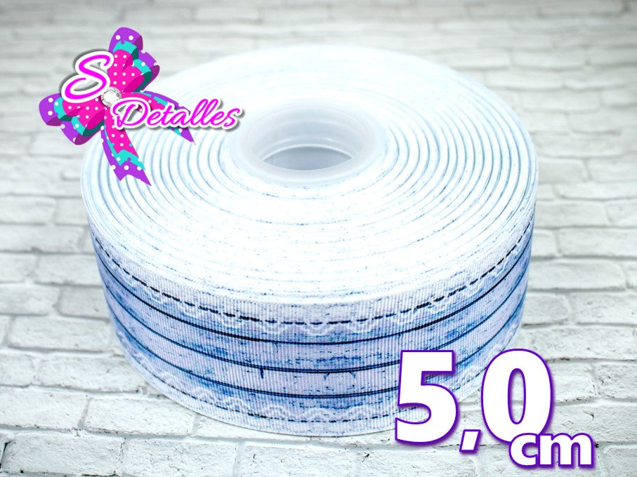 LBP06122 - Listón Estampado de 5,0 cm - Encaje (por Metro) – SDetalles