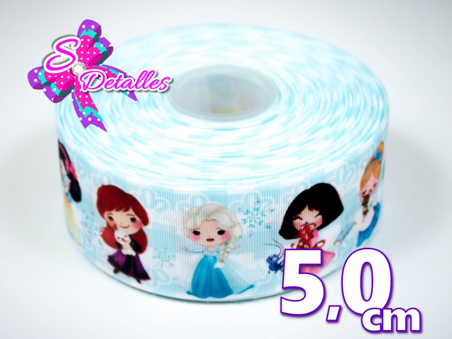 LBP06059 - Listón Estampado de 5,0 cm - Princesas (por metro) – SDetalles