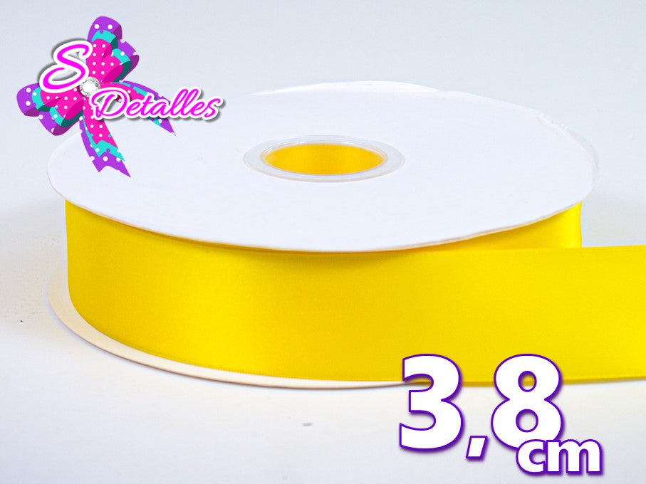 LDS50149 - Liston Doble Satinado de 3,8 cm - Amarillo Narciso (por met ...